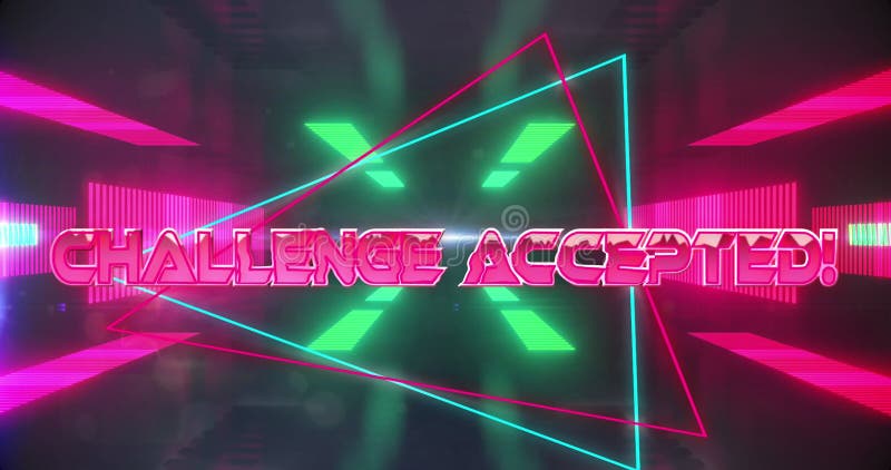 Animation of Challenge Accepted Text Over Moving Digital Tunnel Stock ...