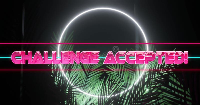 Animation of Challenge Accepted Text Over Neon Pattern Background Stock ...