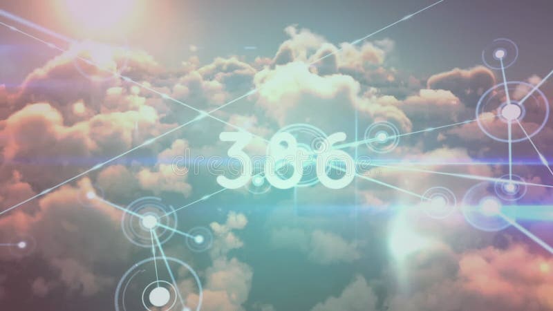 Animation of Changing Number Over Connected Dots Against Sun and Dense ...