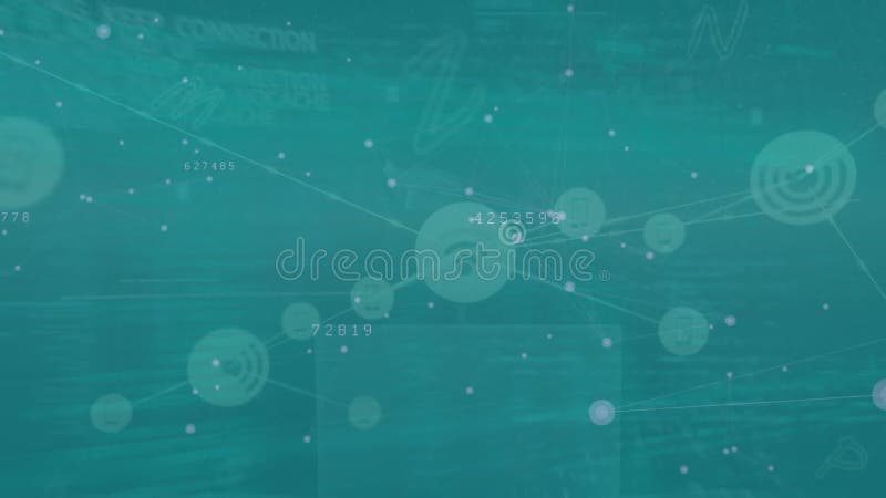 Animation of Changing Numbers and Computer Icons Connected with Lines Over Programming Language ...