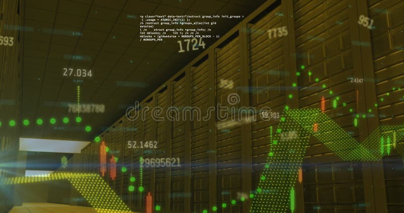 Animation of Changing Numbers, Graphs, Computer Language Over Data ...