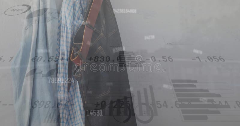 Animation of Changing Numbers, Graphs, Trading Board, Cloth Hanged on ...