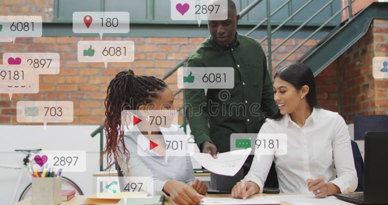 Animation of Changing Numbers, Icons in Notification Bars, Diverse ...