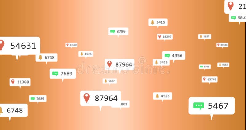 Animation of Changing Numbers and Icons in Notification Boxes Against ...