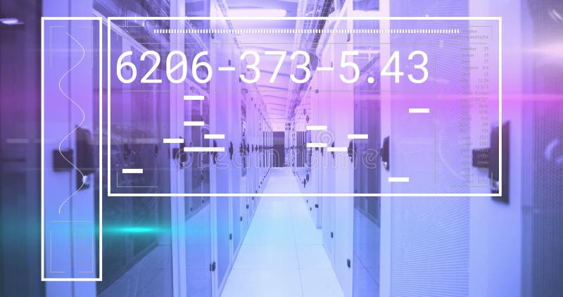 Animation of Changing Numbers, Lines and Loading Bars in Rectangle Over Server Room Stock ...