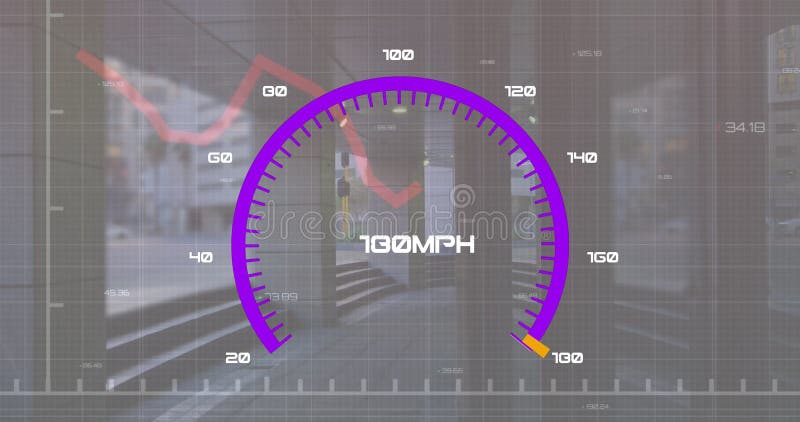 Animation of Changing Numbers in Loading Speedometer with Graphs Over Modern Building Stock ...