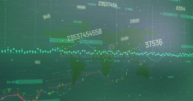 Animation of Changing Numbers with Multiple Graphs and Map Over Abstract Background Stock ...
