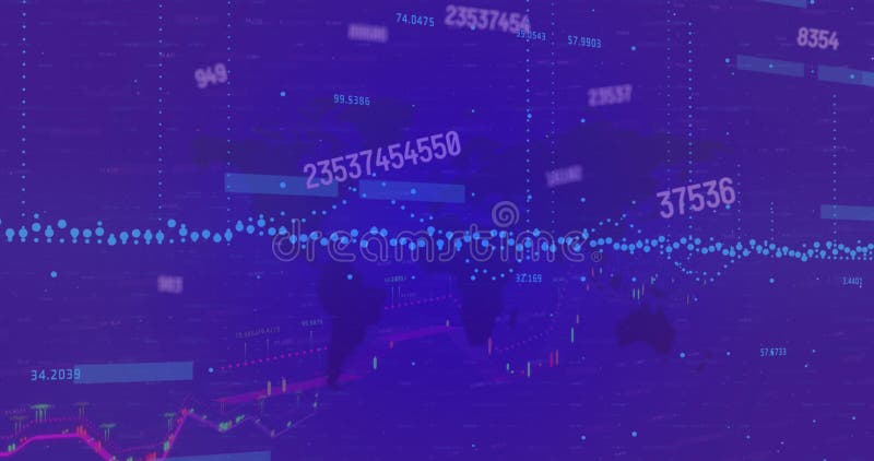 Animation of Changing Numbers with Multiple Graphs and Map Over Blue Background Stock Video ...