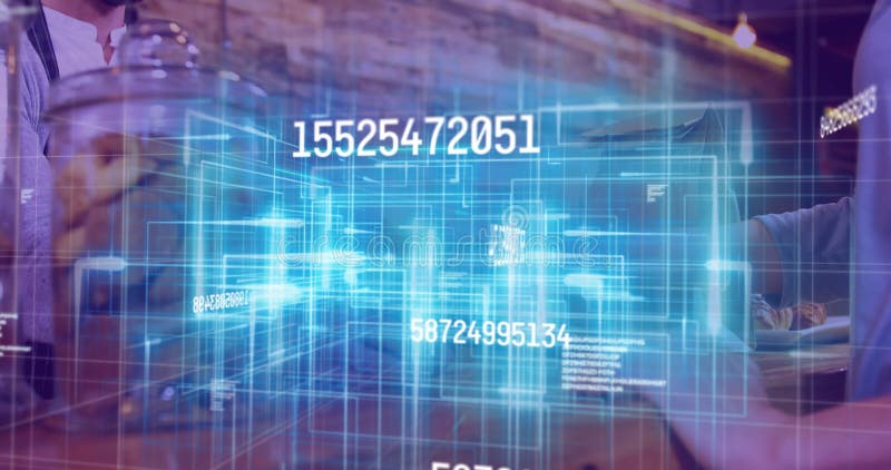 Animation of Changing Numbers Over Hands of Caucasian Man Using Payment ...