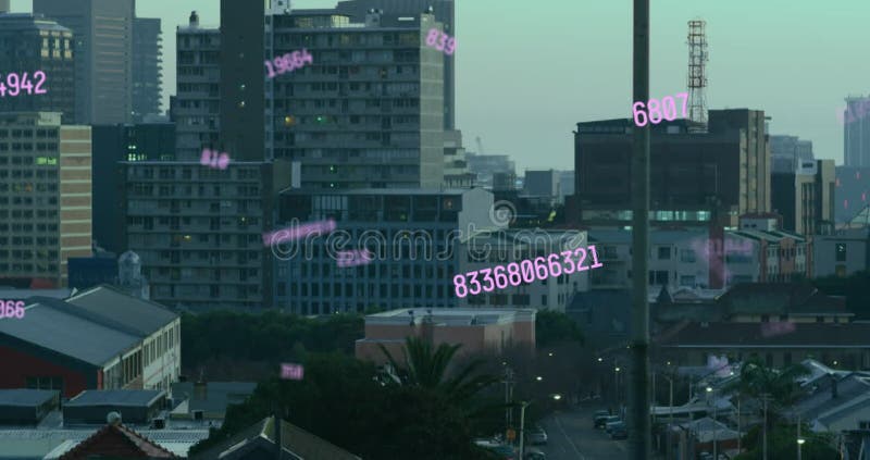 Animation of Changing Numbers Over Modern Buildings in Background Stock ...