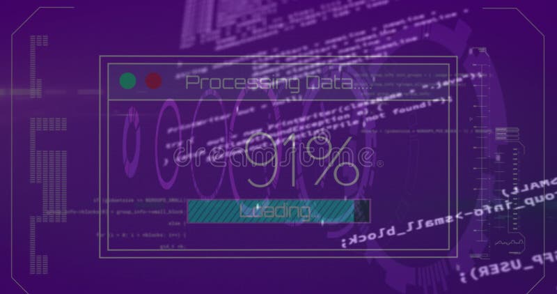 Animation of Changing Numbers with Texts and Loading Bar Over Computer Language and Circles ...