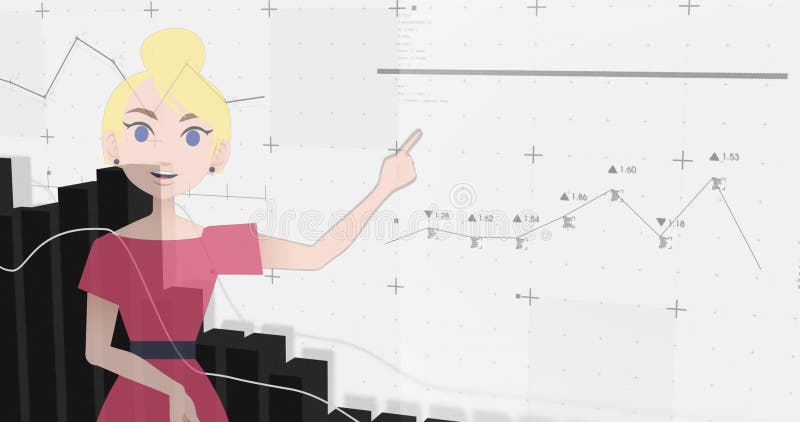 Animation of Character Presenting Data Charts on Digital Screen in ...