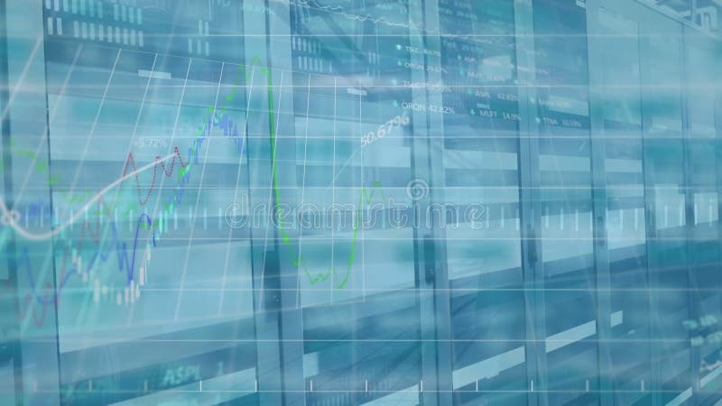 Animation of Chart and Processing Data Over Computer Server Room Stock Footage - Video of video ...