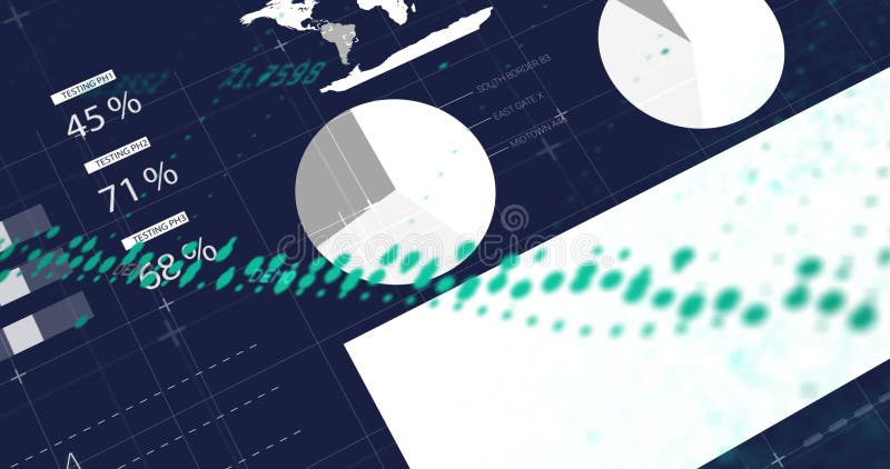 Animation of Charts and Percentages Over Digital World Map for Data ...