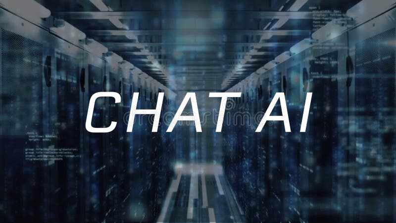 Animation of Chat Ai Text and Computer Language Over Bars on Data ...