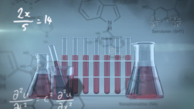 Animation of Chemical Compound Structures Against Laboratory Test Tubes ...