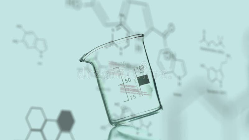 Animation of Chemical Formula and Data Processing Over Beaker Stock ...