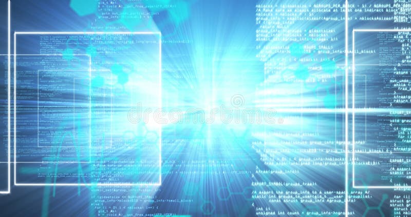 Animation of Chemical Formula and Data Processing Over Blue Background ...