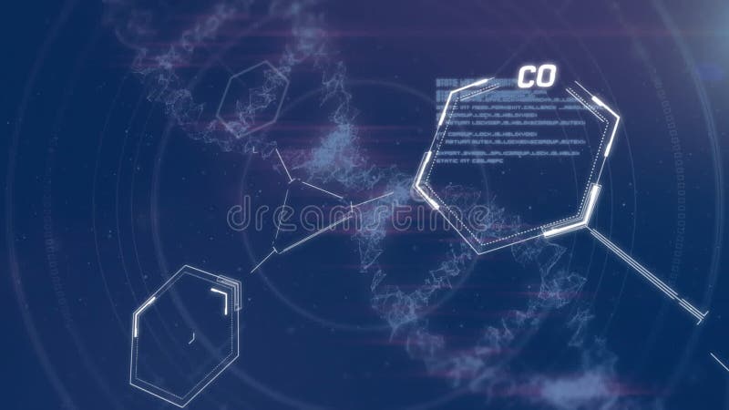 Animation of Chemical Formula with Data Processing Over Dna Strand on ...