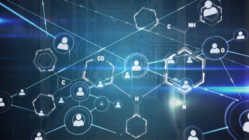 Animation of Chemical Formula and Network of Connections Over Server ...