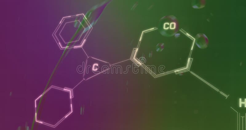 Animation of Chemical Formula Over Bubbles on Green Background Stock ...