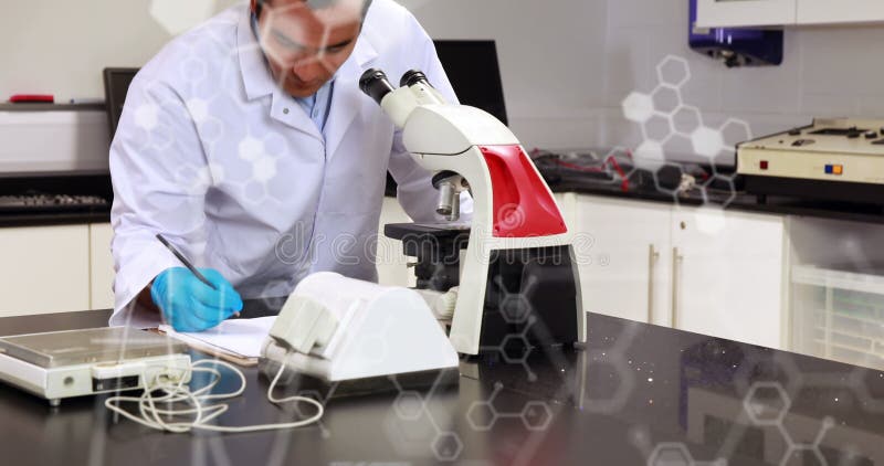 Animation of Chemical Formulas and Data Processing Over Biracial Male ...