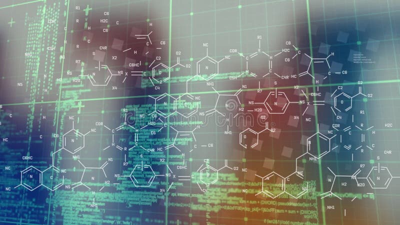 Animation of Chemical Formulas and Data Processing Over Colorful ...