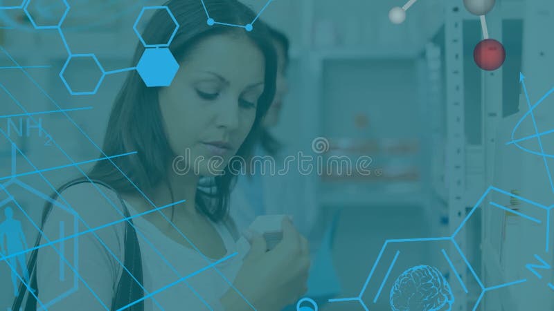 Animation of Dna and Chemical Structures Over Caucasian Male Senior ...