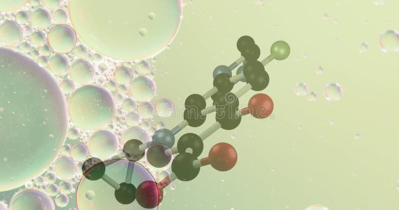 Animation of Chemical Model Over Bubbles on Green Background Stock ...