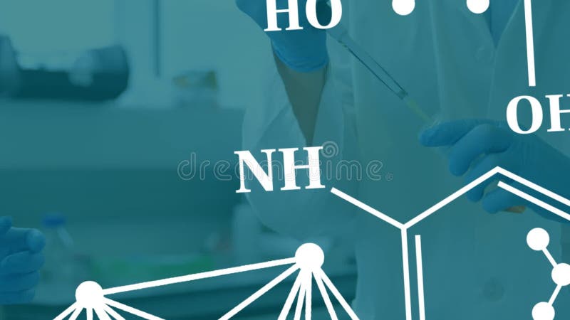 Animation of Chemical Structures Against Midsection of Two Scientists ...
