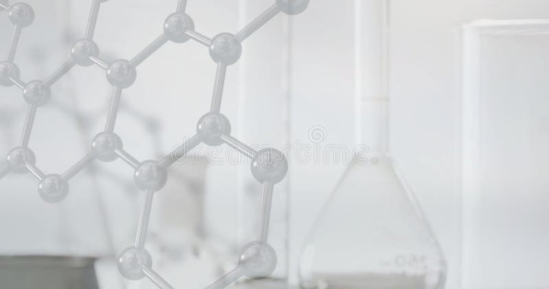 Animation of Chemical Structures Over Laboratory Dishes on White ...