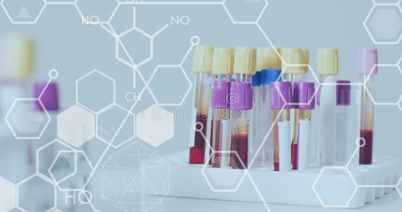 Animation of Chemical Structures Over Test Tubes Stock Footage - Video ...
