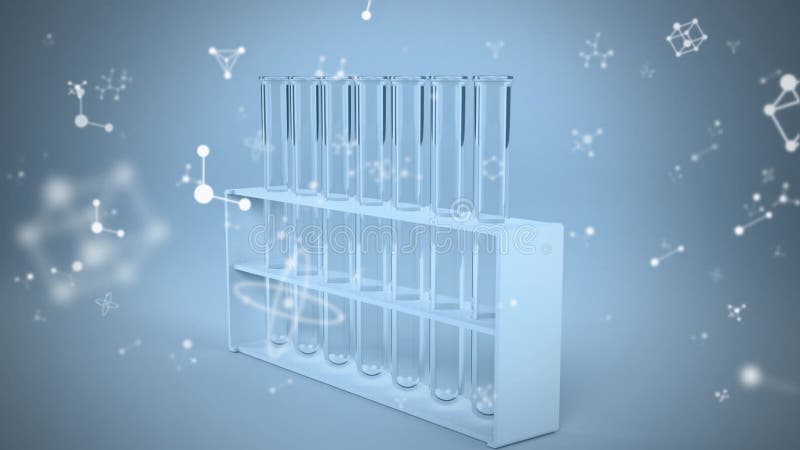 Animation of Chemical White Molecules Against Laboratory Test Tubes ...