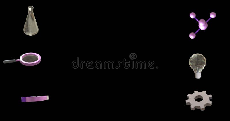 Animation of Chemistry Icons with Copy Space on Black Background Stock ...