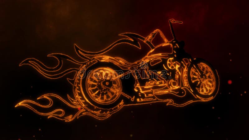 Chopper motorcycle on fire stock vector. Illustration of fire - 510457