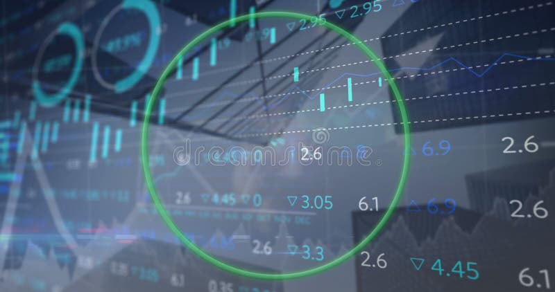 Animation of Circle, Multiple Graphs and Trading Board Over Low Angle ...