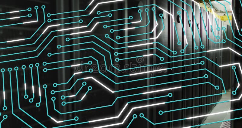 Animation of Circuit Board Over Computer Servers Stock Footage - Video of world, processing ...