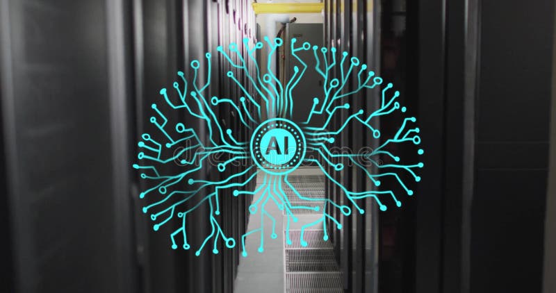 Animation of Circular Ai Scanner and Motherboard Brain Network Over ...