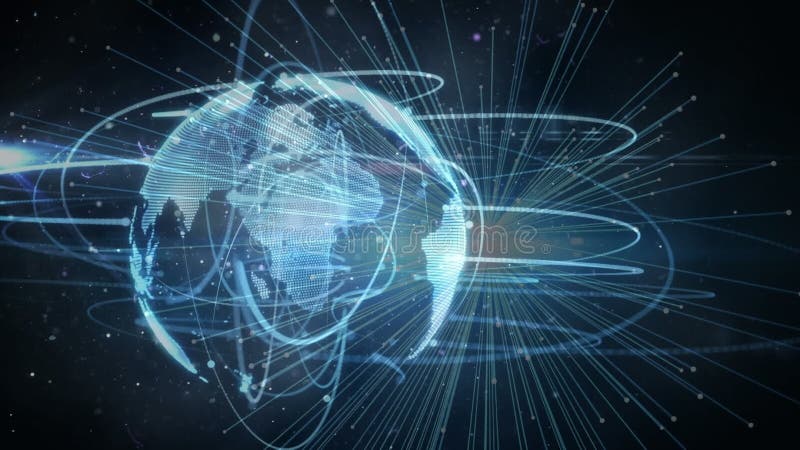 Animation of Circular Pattern Around Rotating Globe with Beam Lines ...