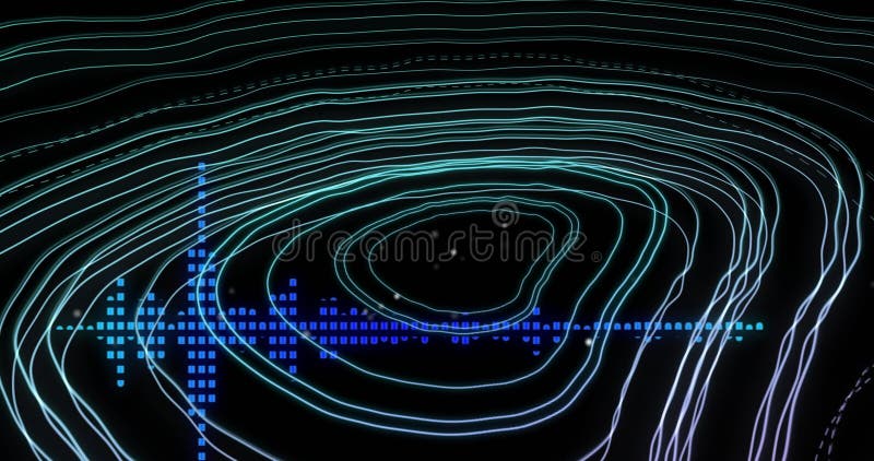 Animation of Circular Pattern and Sound Wave Against Black Background ...