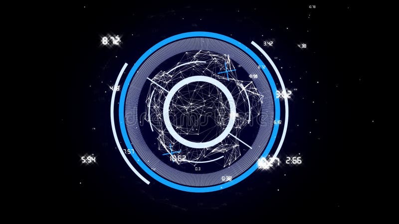 Animation of Circular Scope Scanning 3d Shape with Data Floating on Black Stock Footage - Video ...