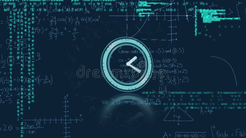 Animation of Clock and Data Processing on Navy Background Stock Footage - Video of video ...