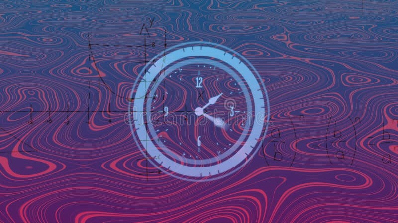 Animation of Clock, Math Formulas and Background with Violet and Pink ...