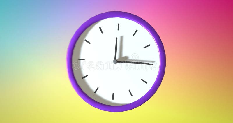 Animation of Clock Moving on Colourful Background Stock Video - Video ...