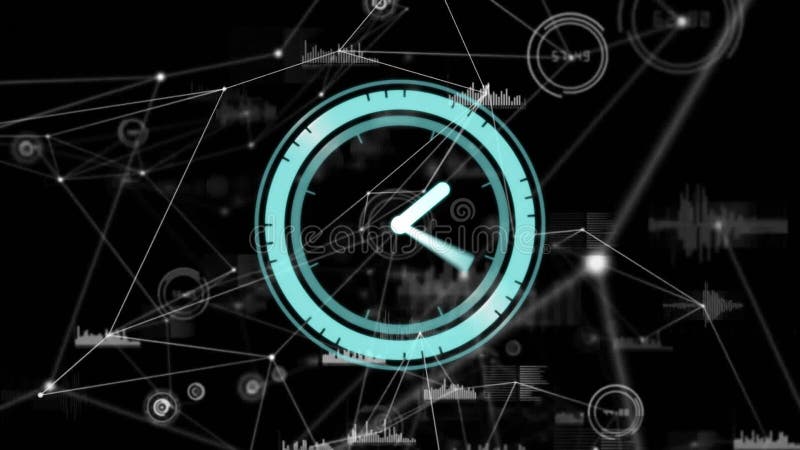 Animation of Clock Moving, Connections and Data Processing Stock Footage - Video of concept ...