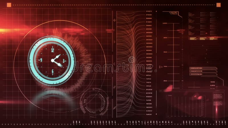 Animation of Clock Moving Fast and Data Processing on Digital Screen Stock Footage - Video of ...