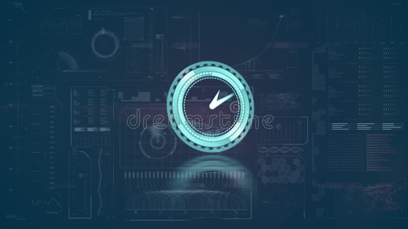Animation of Clock Moving Fast and Data Processing on Screen Stock Footage - Video of clock ...