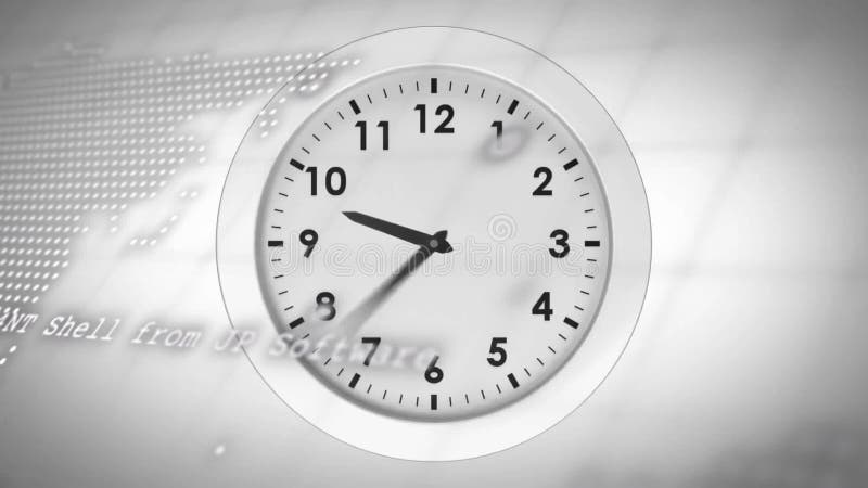 Animation of Clock Moving Fast, Data Processing and World Map Stock Video - Video of data ...