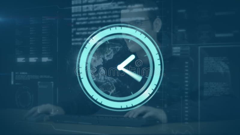 Animation of Clock Moving Fast Over Computer Servers Stock Footage - Video of data, person ...