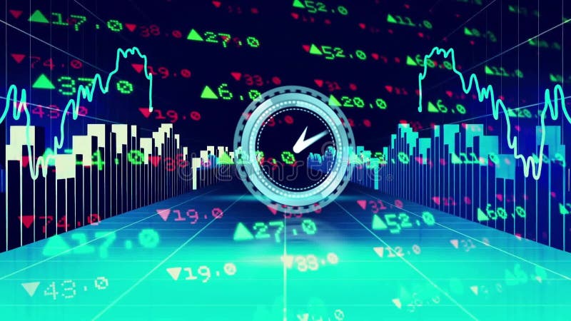 Animation of Clock Moving Over Data Processing and Diagrams Stock Video ...